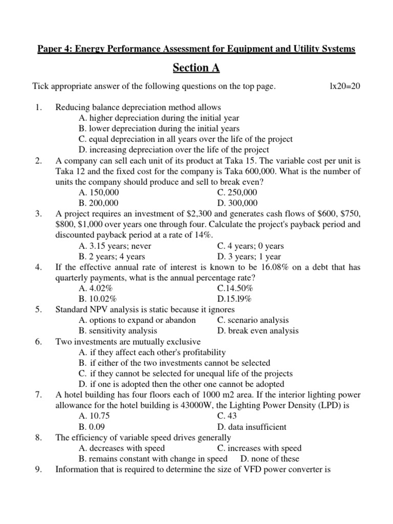 Section A: Paper 4: Energy Performance Assessment For Equipment and ...