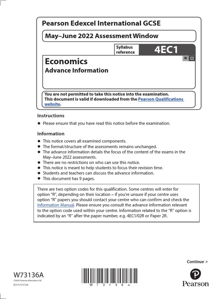 W73136 International GCSE Economics 4EC1 An Accessible Version | PDF ...