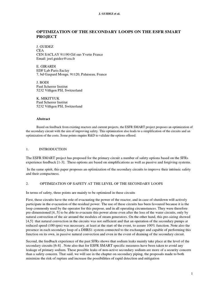 FR 21 ESFR SMART Optimisation of Secondary Loop 12 02 21 | PDF | Pipe (Fluid Conveyance) | Heat ...