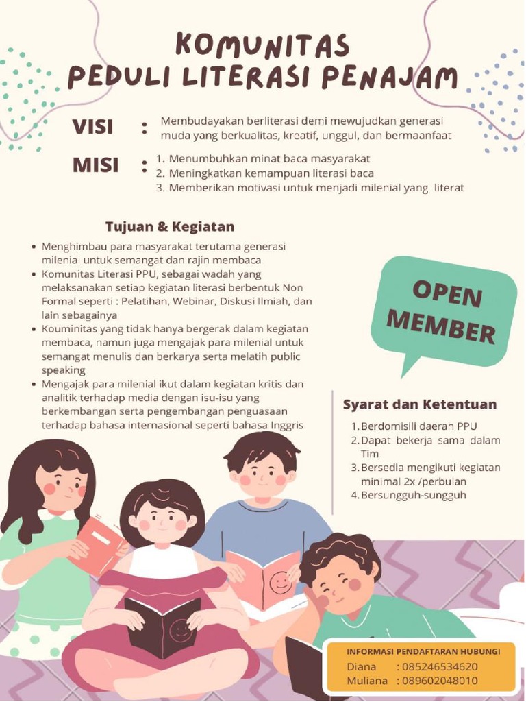 Rancangan Program Kerja Komunitas Literasi Ppu | PDF