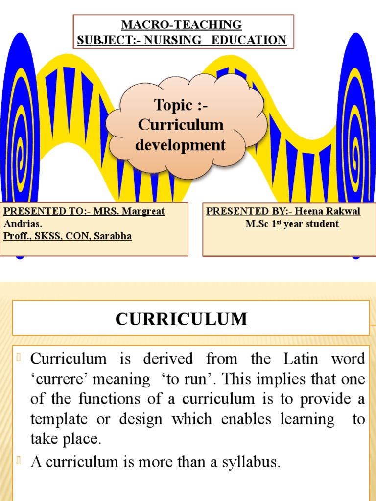 Topic:-Curriculum Development: Macro-Teaching Subject: - Nursing ...