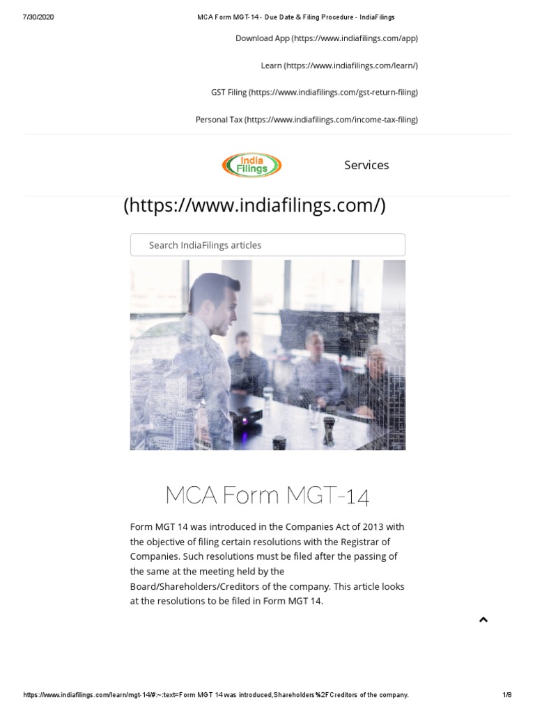 MGT-14 - Due Date & Filing Proc | PDF | Limited Company | Securities ...