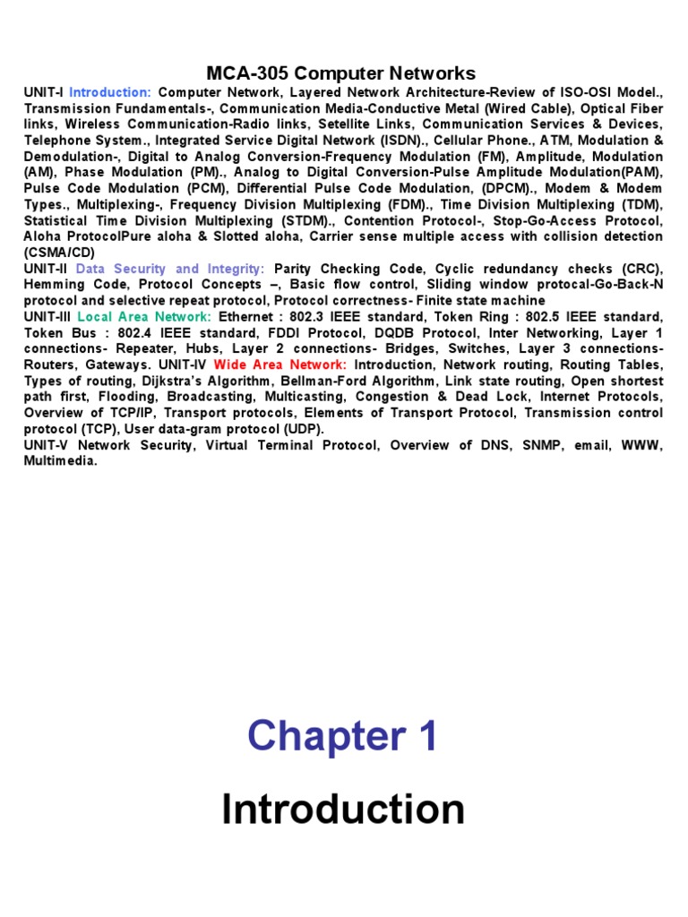 MCA-305 Computer Networks: Data Security and Integrity | PDF | Computer Network | Modulation