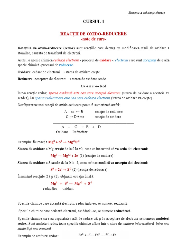 Cursul 4 - Reactii Chimice | PDF
