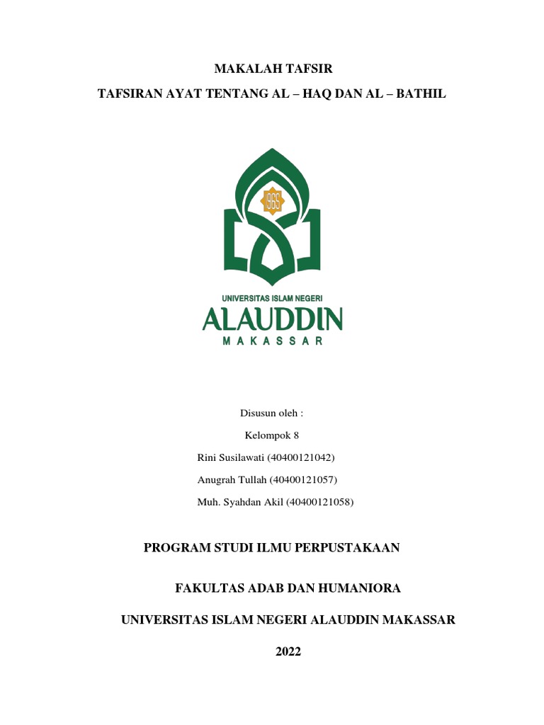 Tafsir Al-Haq dan Al-Bathil dalam Al-Qur'an | PDF