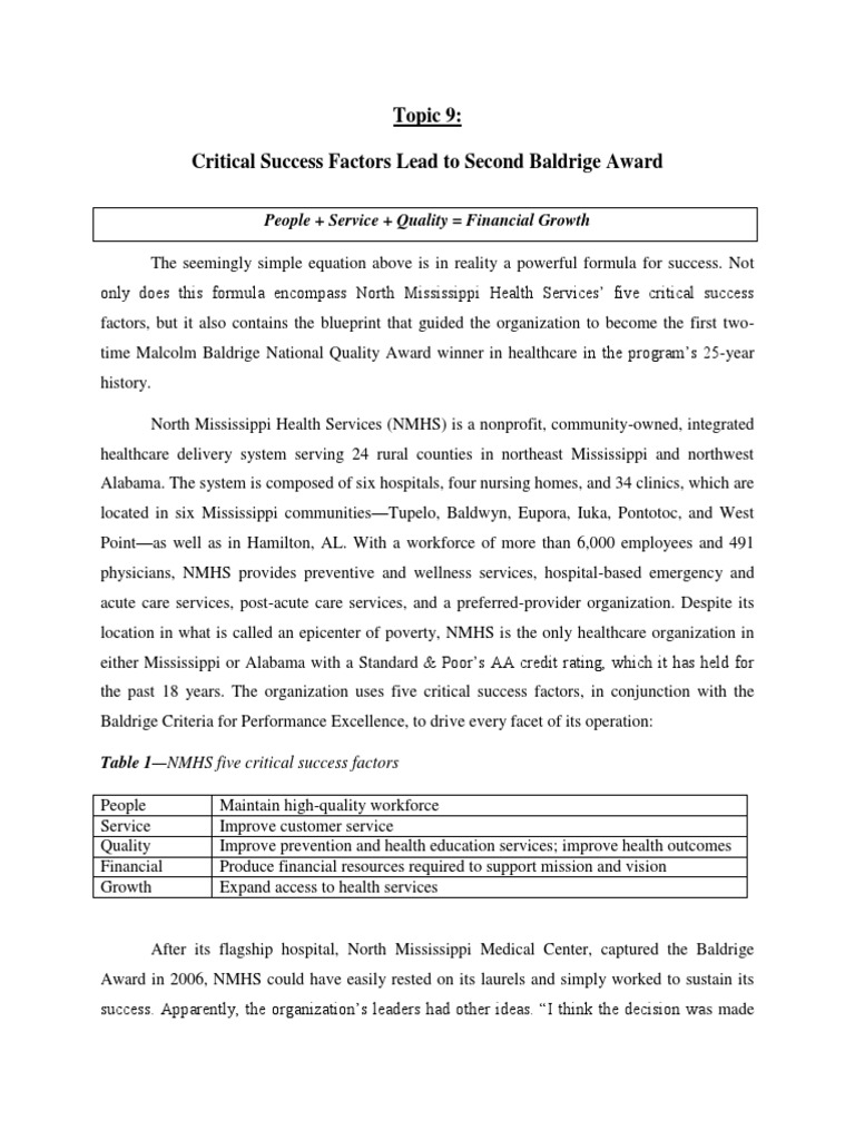 NMHS: Achieving Second Baldrige Award | PDF | Health Care | Hospital