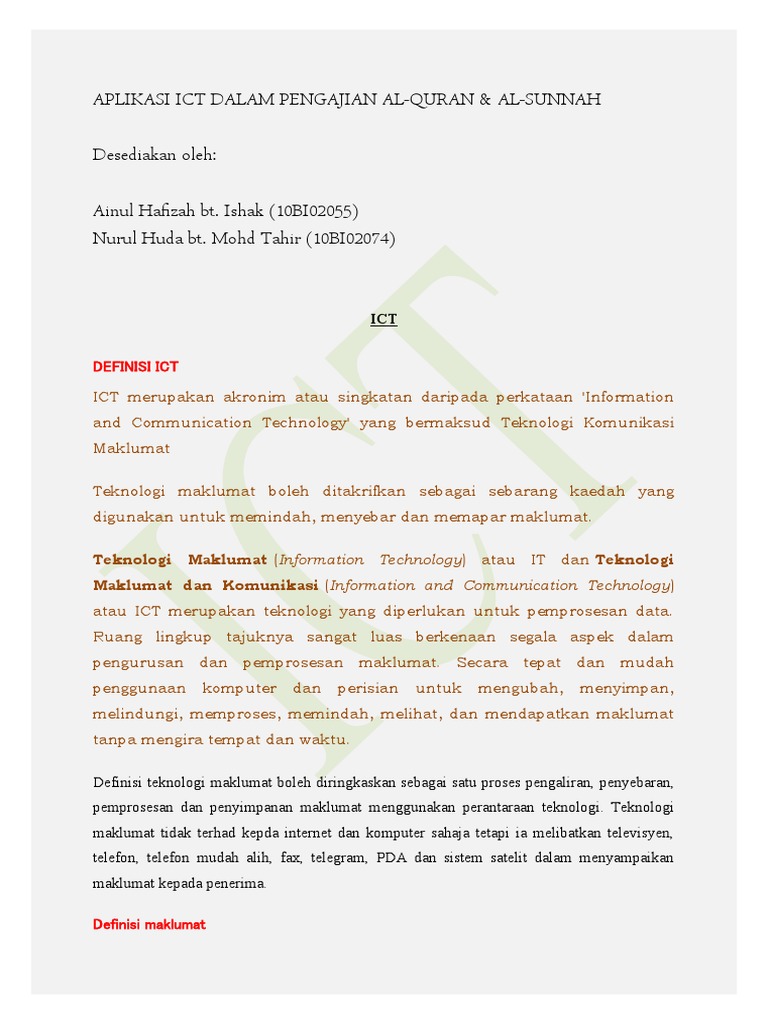 Definisi ICT | PDF