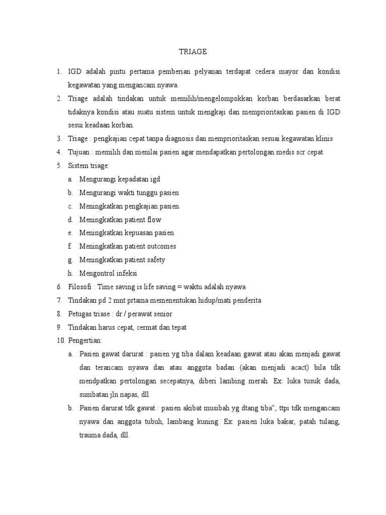 Sistem Triage IGD: Prioritas Pasien | PDF