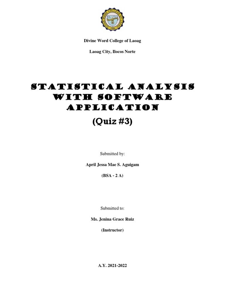 (Quiz #3) : Statistical Analysis With Software Application | PDF | Computing | Cognition