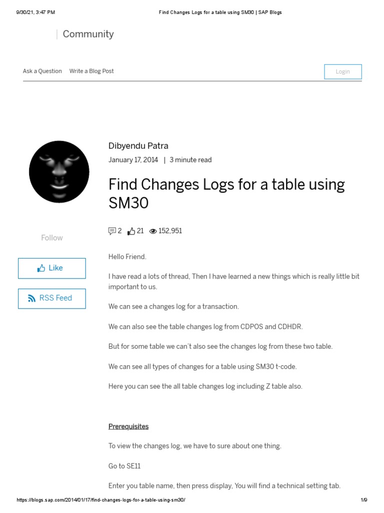 Find Changes Logs For A Table Using SM30 - SAP Blogs | PDF | Computer Science | Software Engineering
