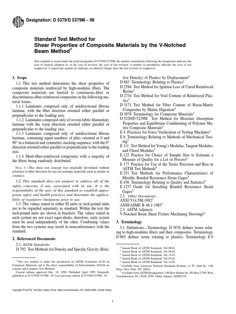 ASTM D-5379 Shear Properties of Composite Materials by The V-Notched ...