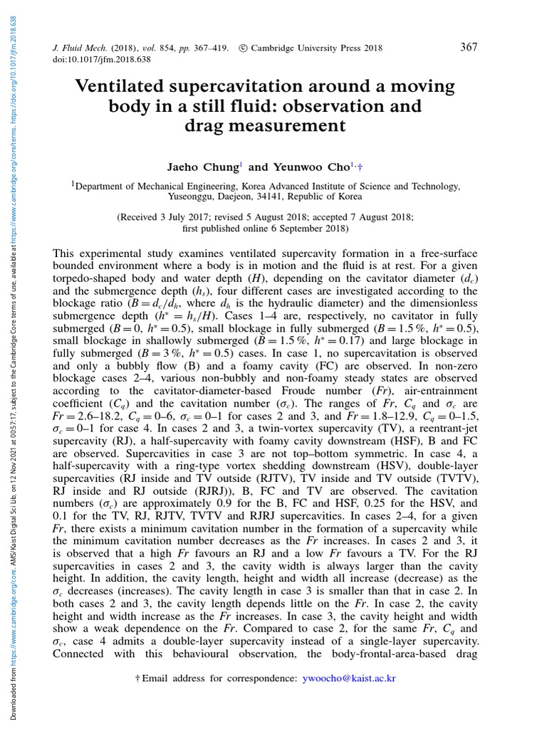 Ventilated Supercavitation Around A Moving Body in A Still Fluid ...