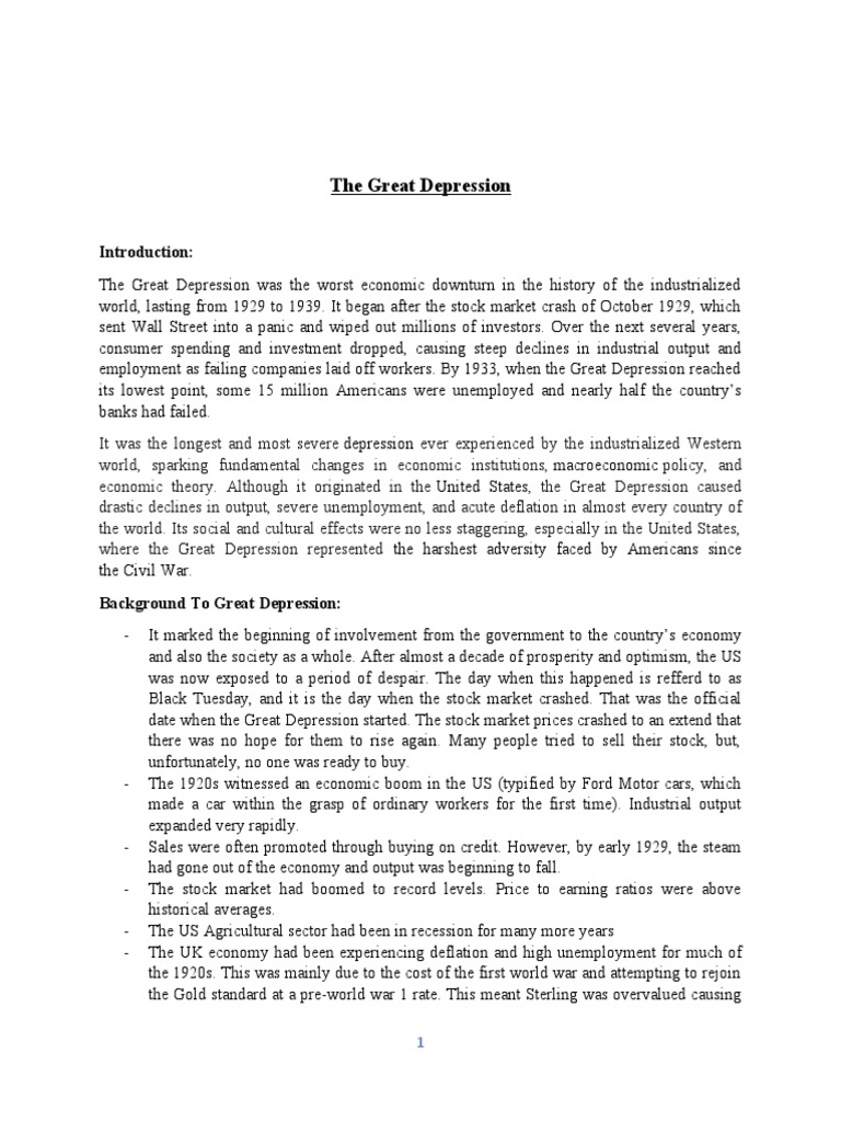 The Great Depression-1 | Download Free PDF | Great Depression | Bank Run