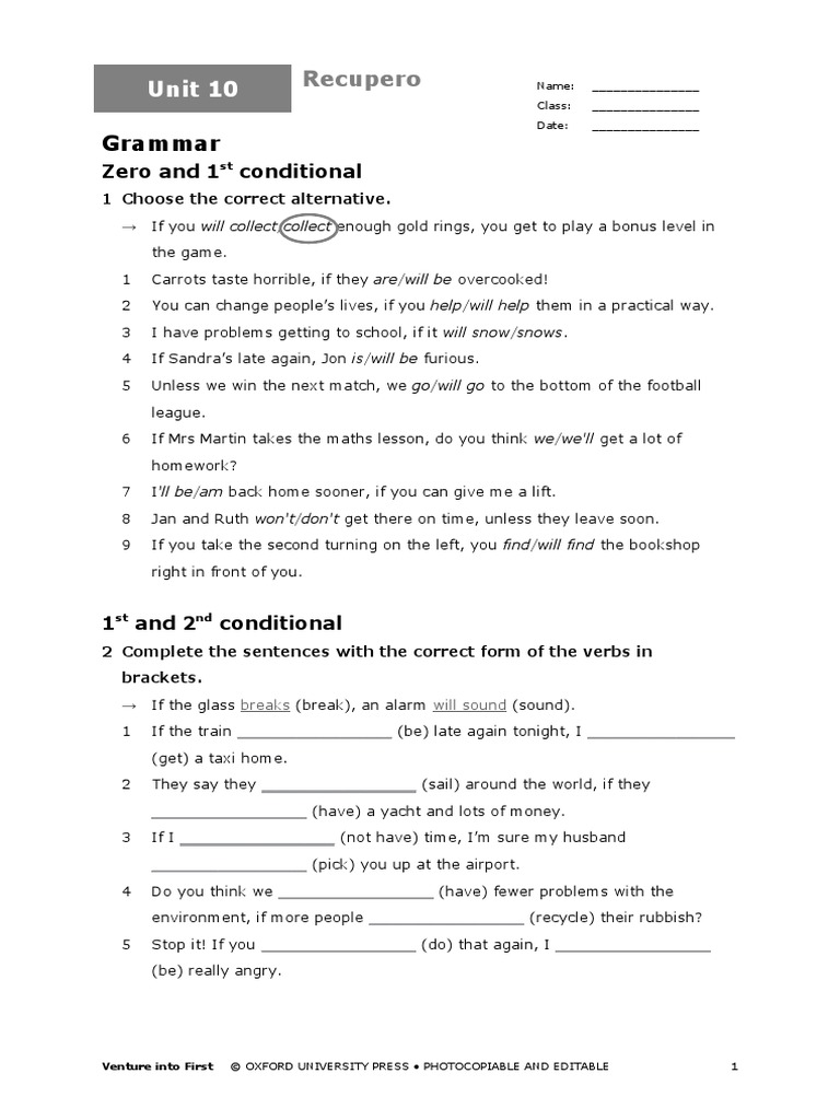 Venture b2 Unit 10 Recupero | PDF