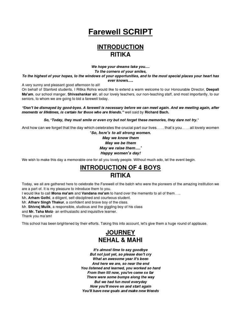 Farewell Script | PDF