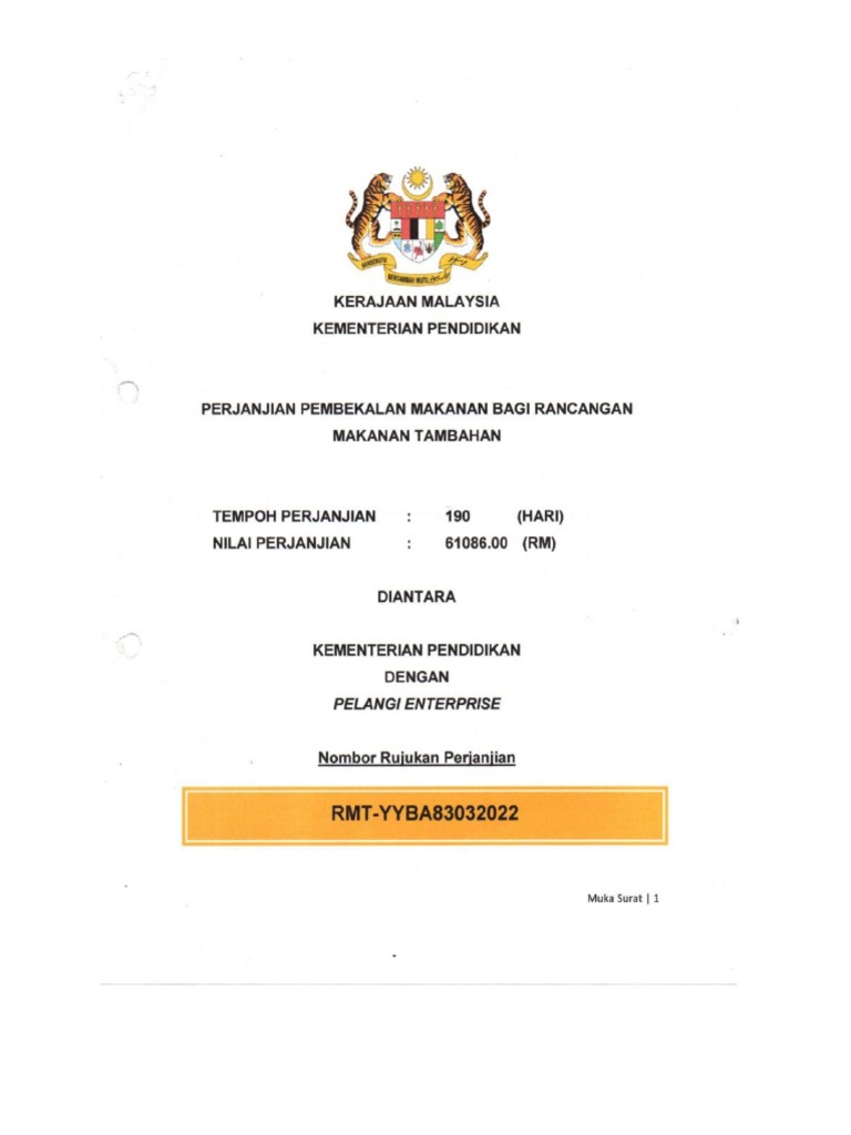 Perjanjian RMT 2022 SK Tungkah Melayu | PDF