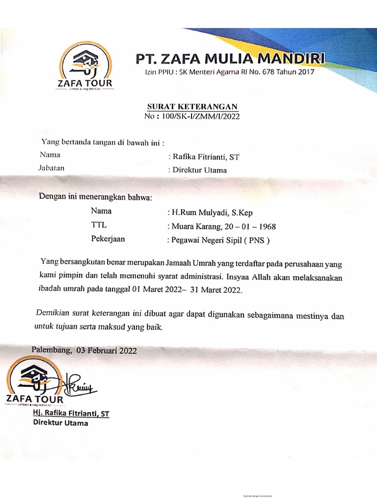 Surat Izin Cuti Umrah | PDF