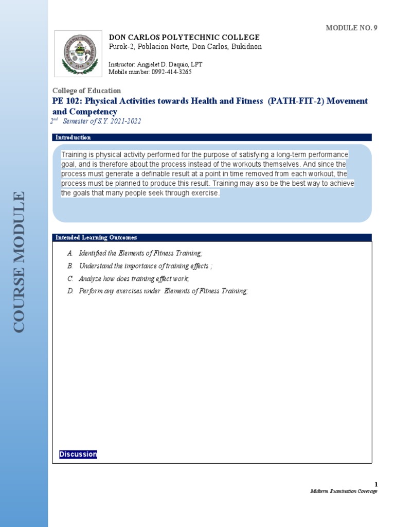 PE 102: Physical Activities Towards Health and Fitness (PATH-FIT-2 ...