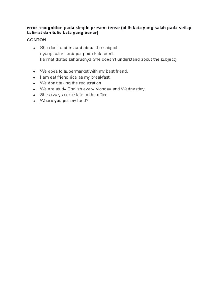 Identifying and Correcting Errors in Simple Present Tense Verbs: A ...