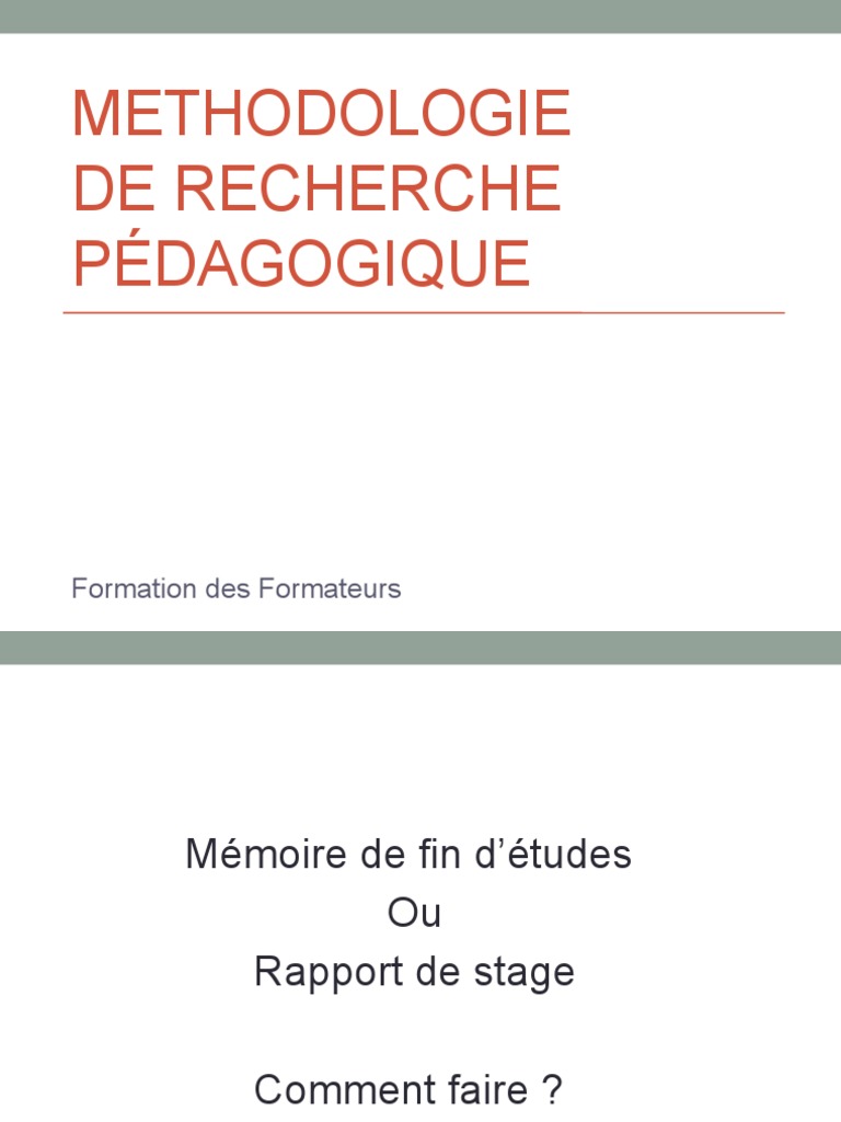 Méthodologie de Rédaction de Mémoire | PDF | Méthode scientifique ...