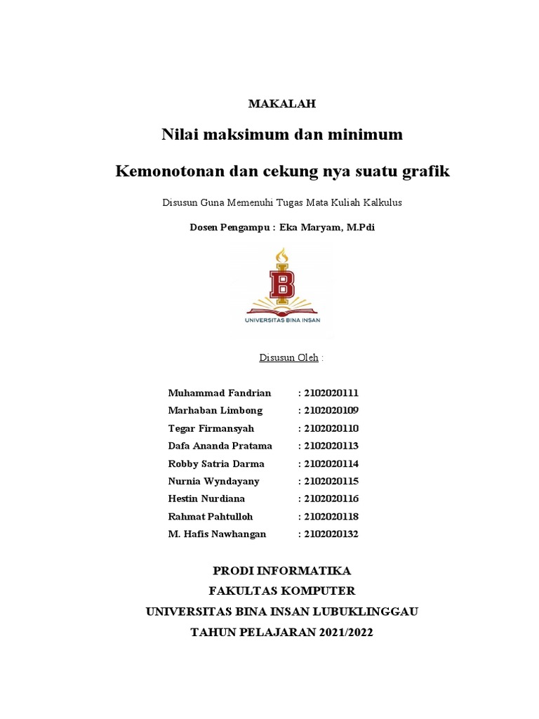 Makalah Kalkulus | PDF | Metode & Bahan Ajar