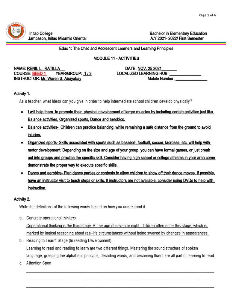 EDUC 1 Module 11 | PDF | Learning | Psychology