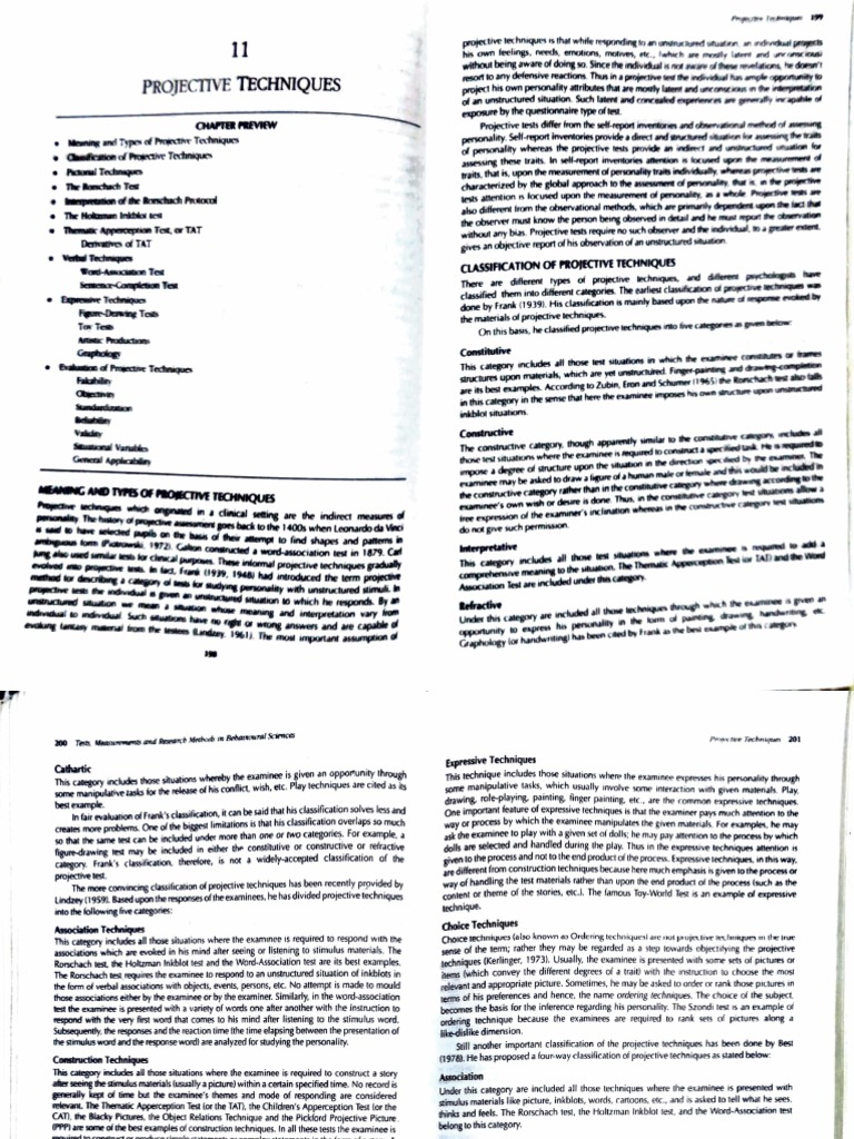 AK - Singh Projective Techniques | PDF | Test (Assessment) | Self ...