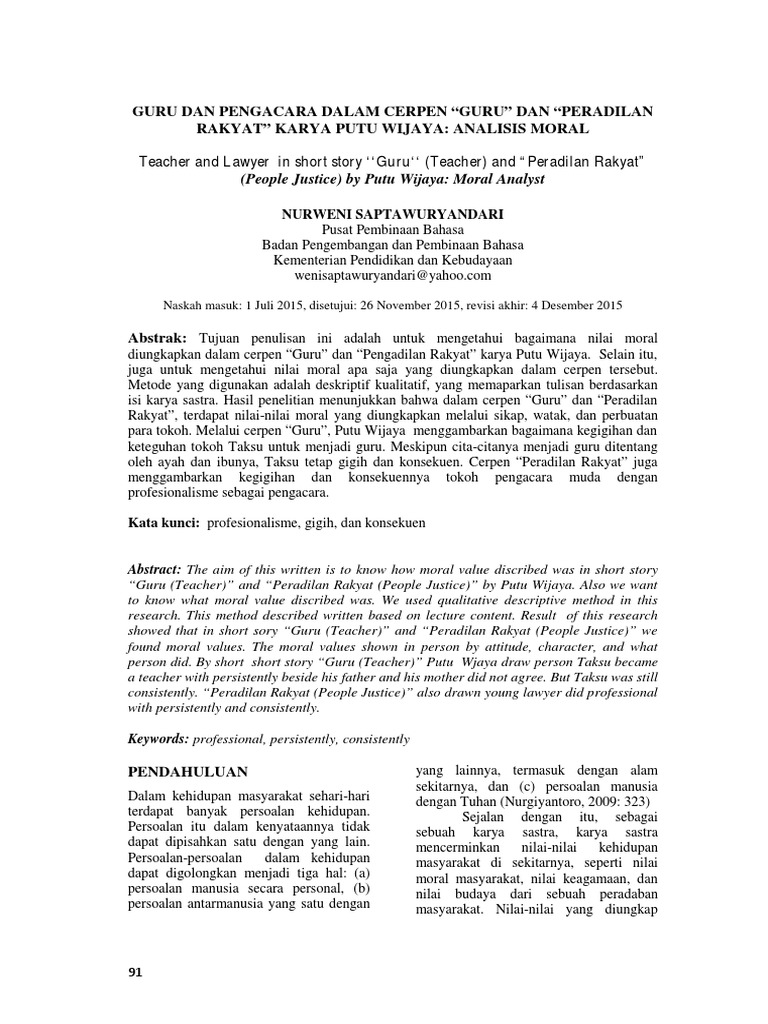 Analisis Cerpen Guru & Peradilan Rakyat | PDF | Fiksi Umum