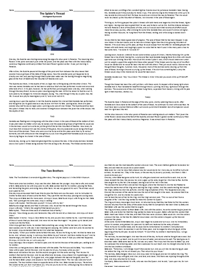 The Spider's Thread: Akutagawa Ryunosuke | PDF | Hell | Spider