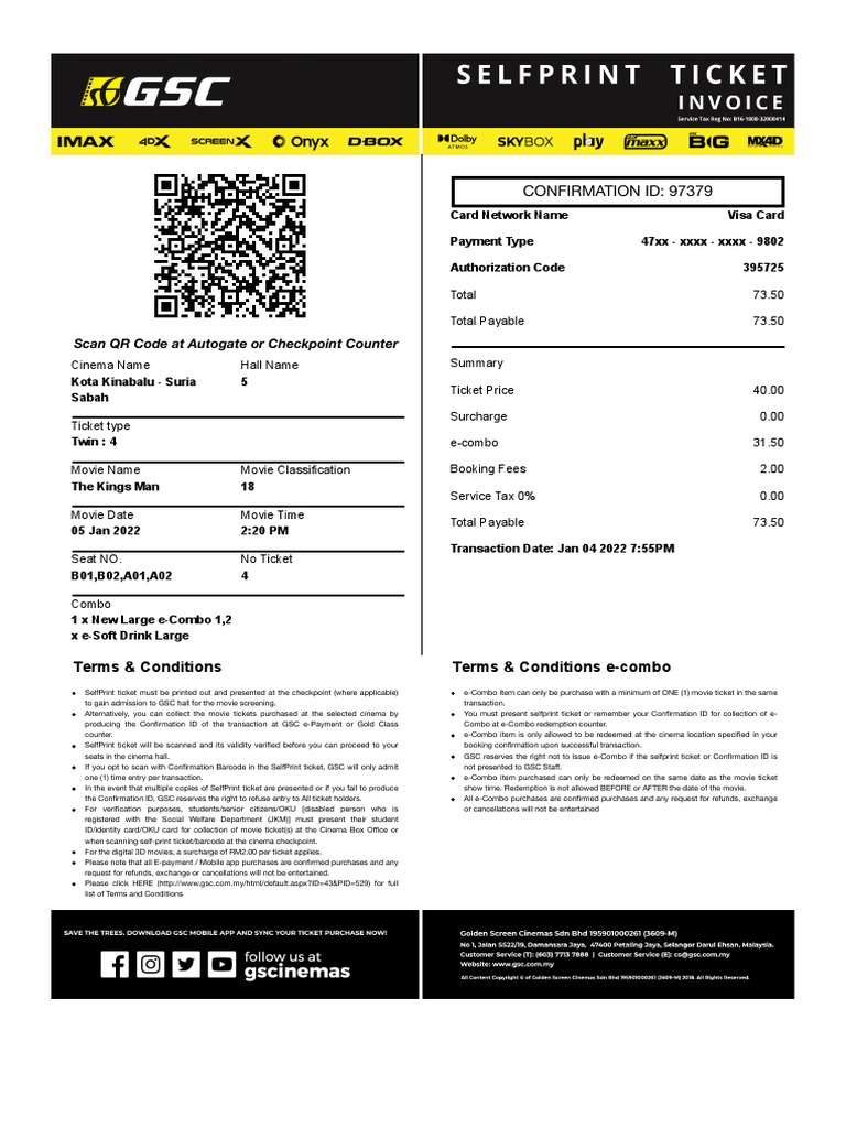 Cinema Ticket Confirmation for The Kings Man in Kota Kinabalu, Malaysia ...