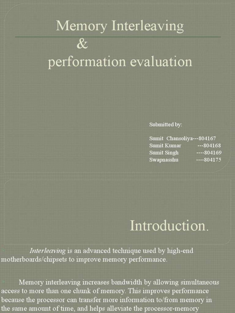 Memory Interleaving & Performation Evaluation | PDF | Central Processing Unit | Random Access Memory