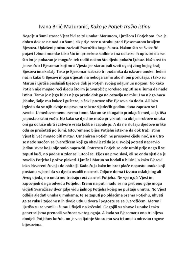 Kako Je Potjeh Tražio Istinu | PDF