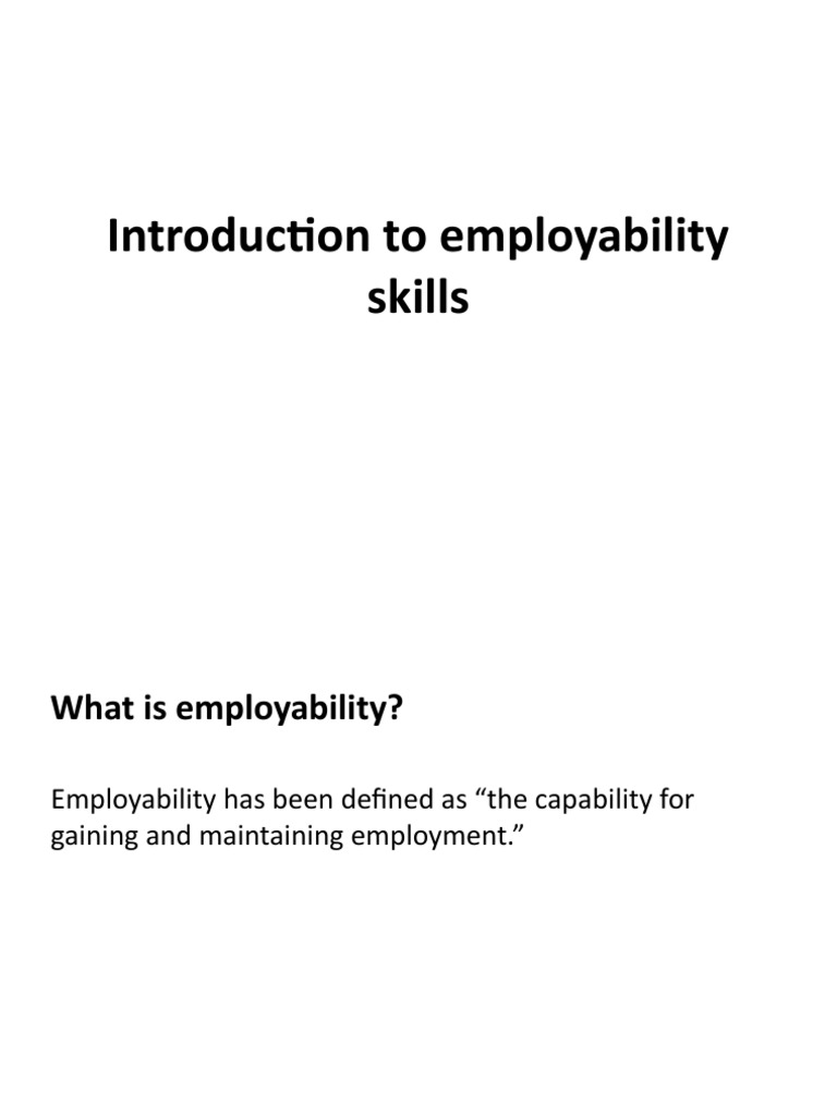 Introduction To Employability Skills | PDF