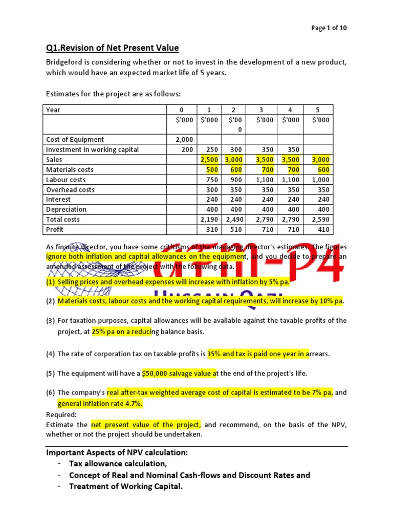 Topic 1 Revision of NPV & WACC | PDF | Net Present Value | Dividend