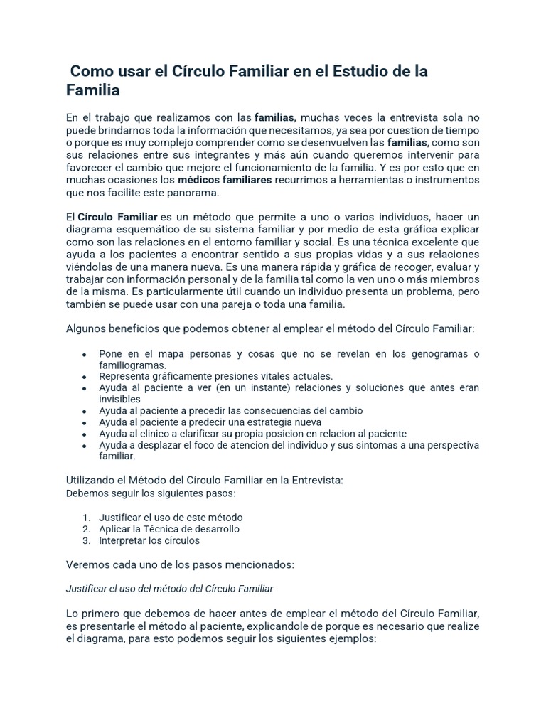 Como Usar El Círculo Familiar en El Estudio de La Familia | PDF ...
