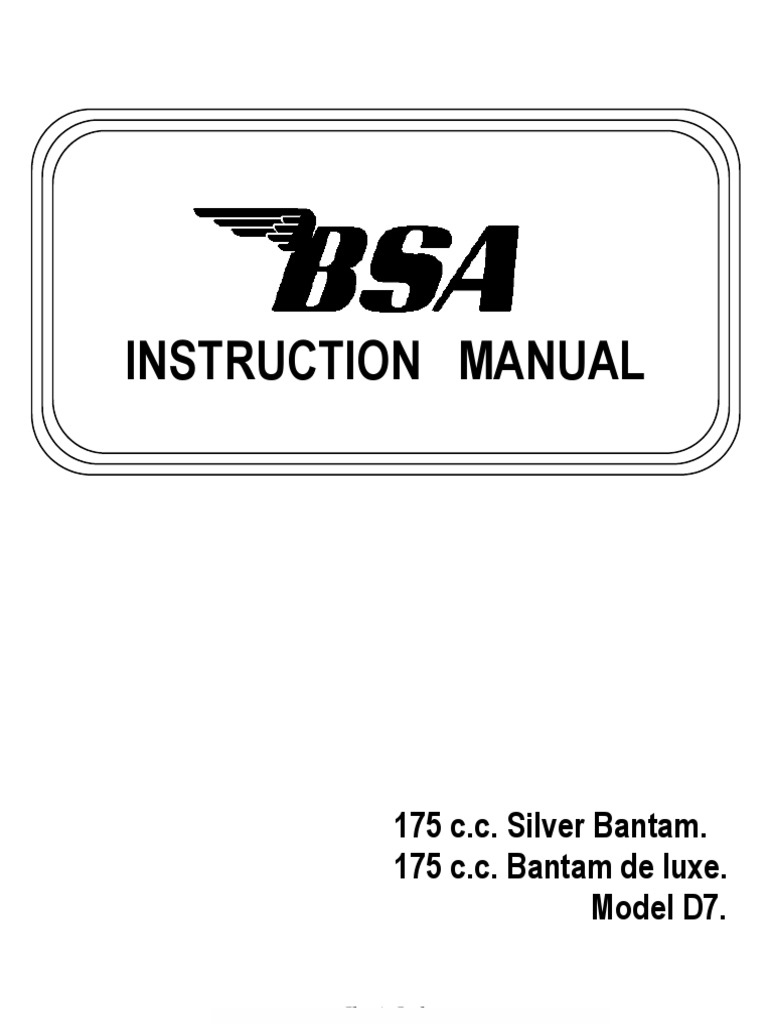 BSA D7 Workshop Manual | PDF | Clutch | Piston