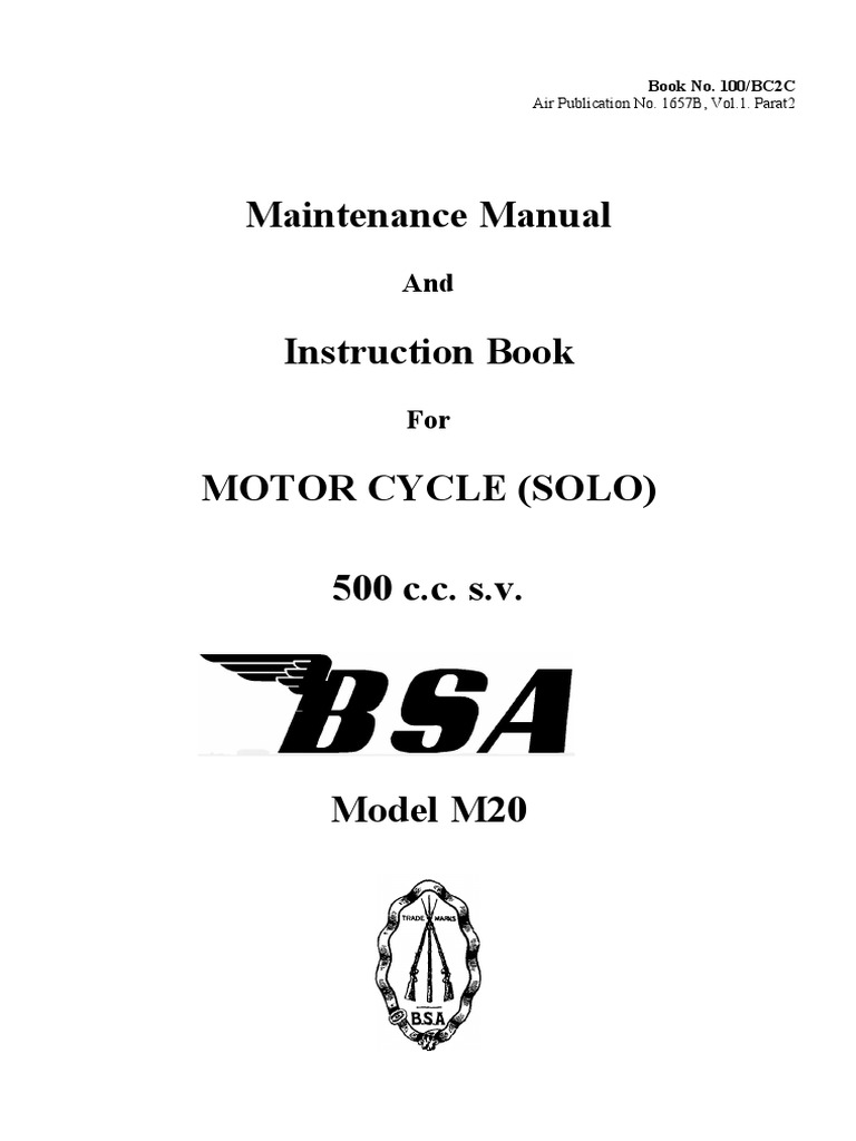 BSA M20 500cc SV Workshop Manual | PDF