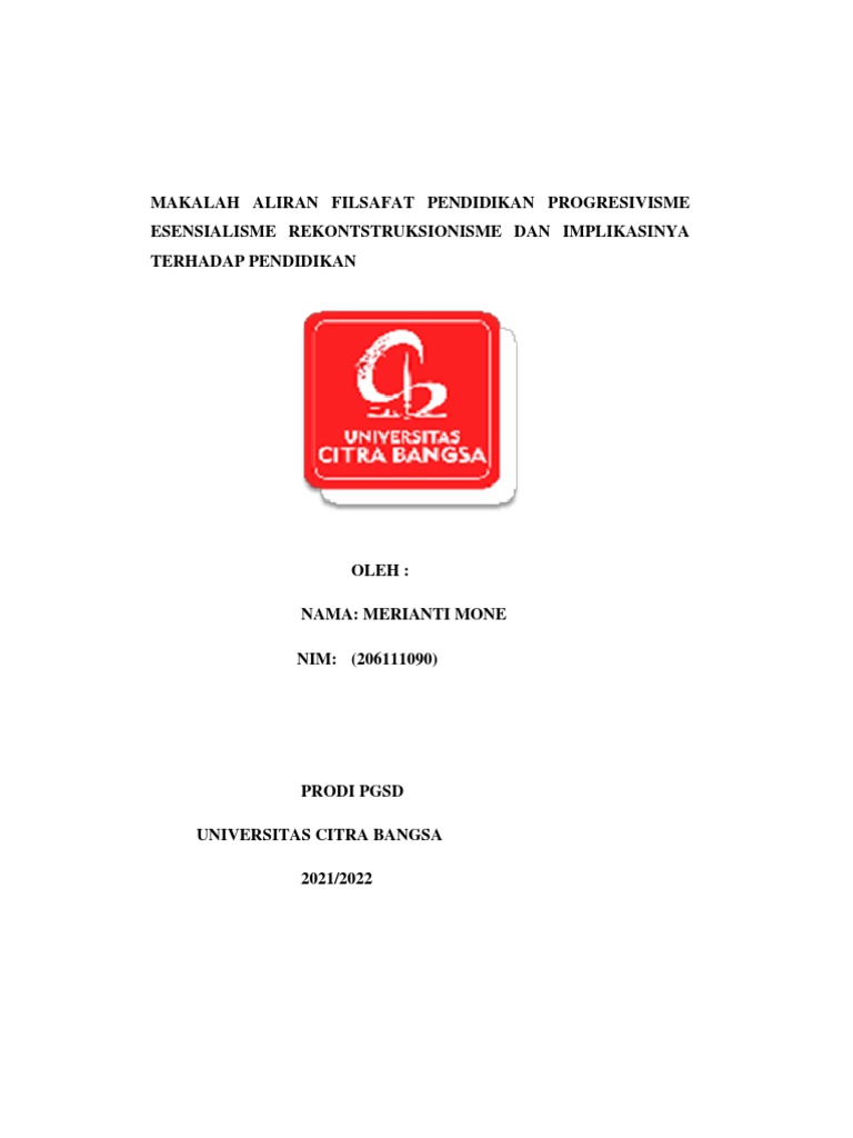 Makalah Aliran Filsafat Pendidikan Progresivisme Esensialisme ... Makalah Aliran Filsafat Pendidikan Progresivisme Esensialisme ...