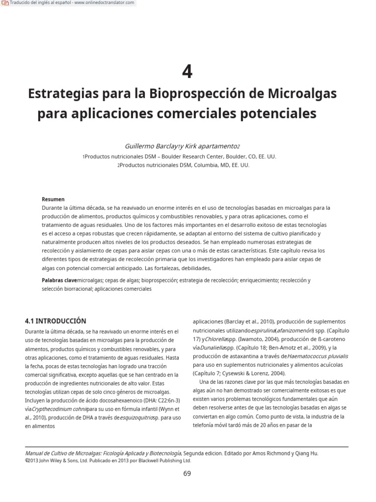Strategies For Bioprospecting Microalgae - En.es | PDF | Agua | Agricultura