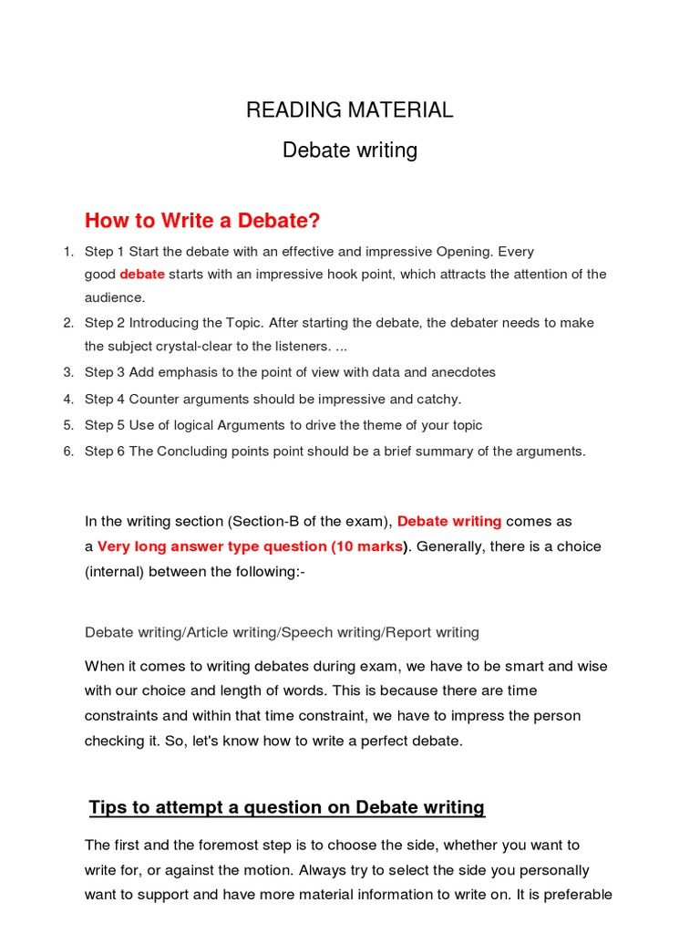 How To Write A Debate | PDF | Argument | Question