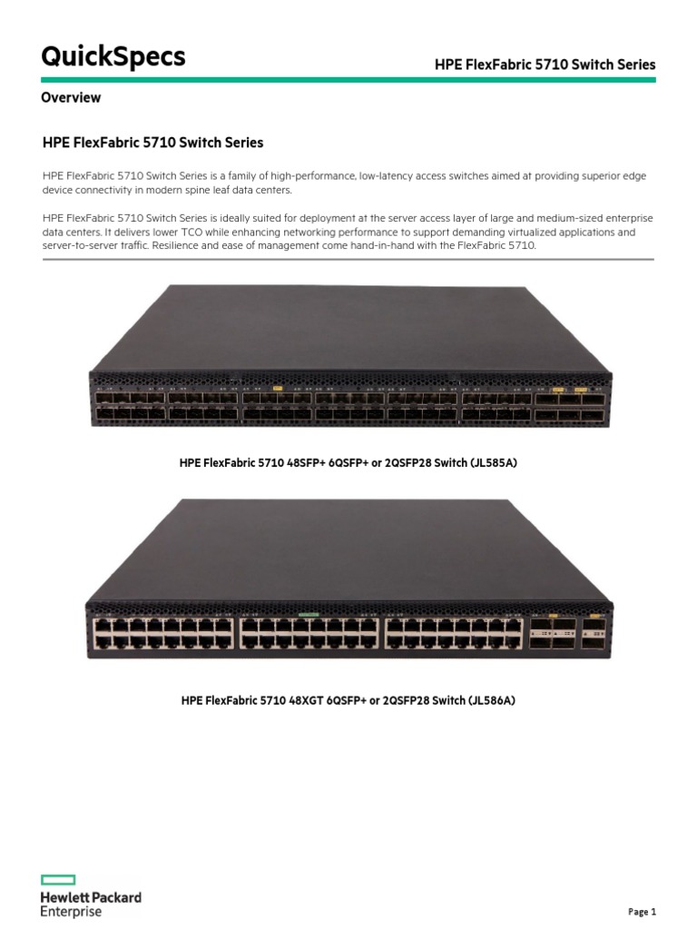 HPE FlexFabric 5710 Switch Series-A00045647enw | PDF | Computer Network ...