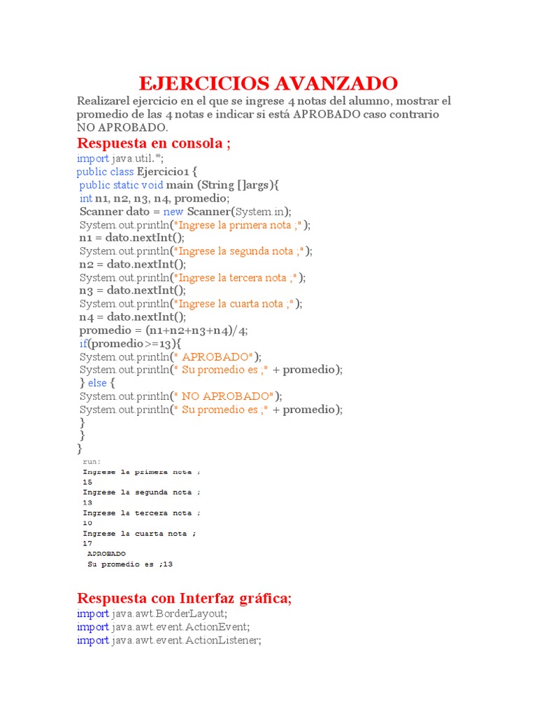 Ejercicios en Java | PDF | Java (lenguaje de programación) | Plataforma ...