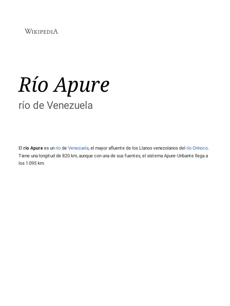 Río Apure - Wikipedia, La Enciclopedia Libre | PDF | Ciencias de la ...