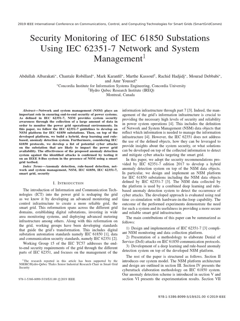Albarakati2019 Security Monitoring of IEC 61850 Substations Using IEC 62351-7 Network and System ...