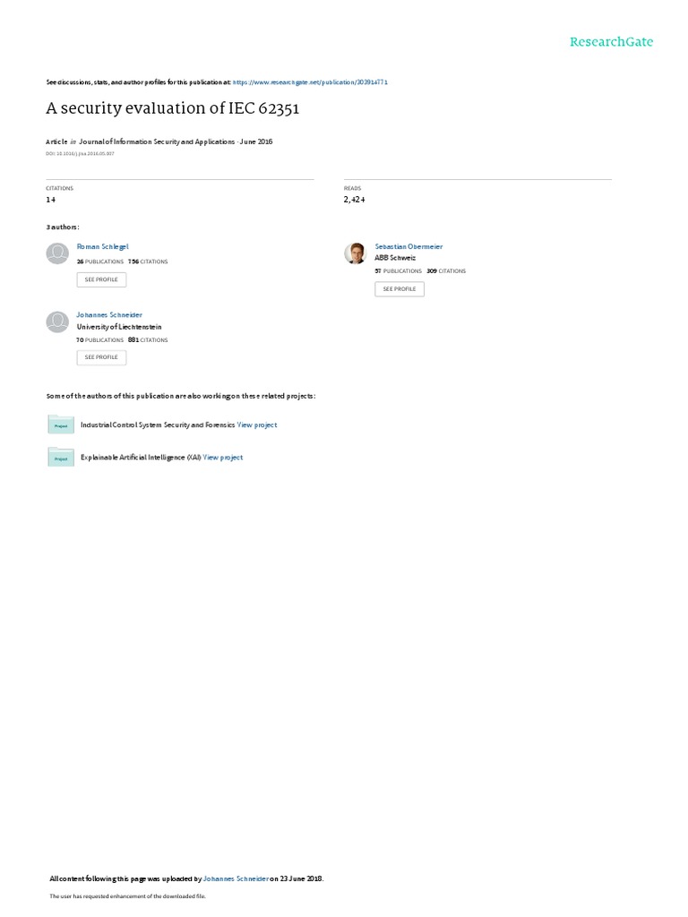A Security Evaluation of IEC - 62351 | PDF | Transport Layer Security ...