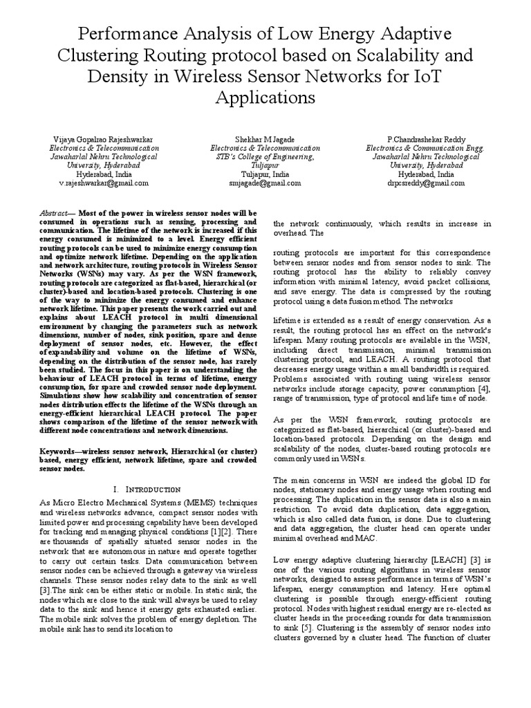Performance Analysis of Low Energy Adaptive Clustering Routing Protocol Based On Scalability and ...