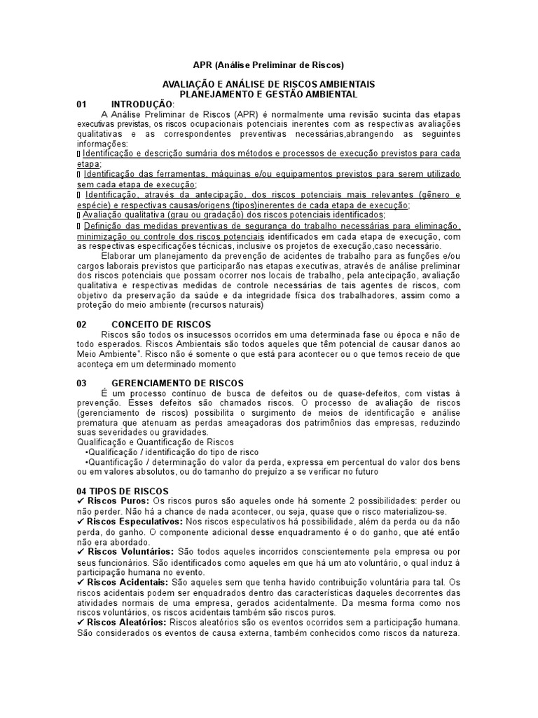 APR - Modelo (Embasamento) | PDF | Química | Fatores humanos e Ergonomia