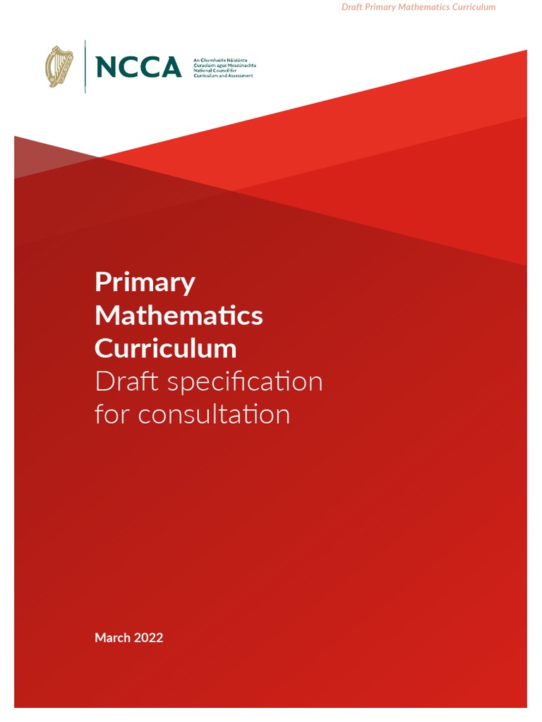 Draft Primary Mathematics Curriculum Specification PDF Thought