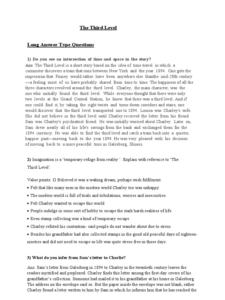 The Third Level Long Answer Type Questions: 1) Do You See An ...