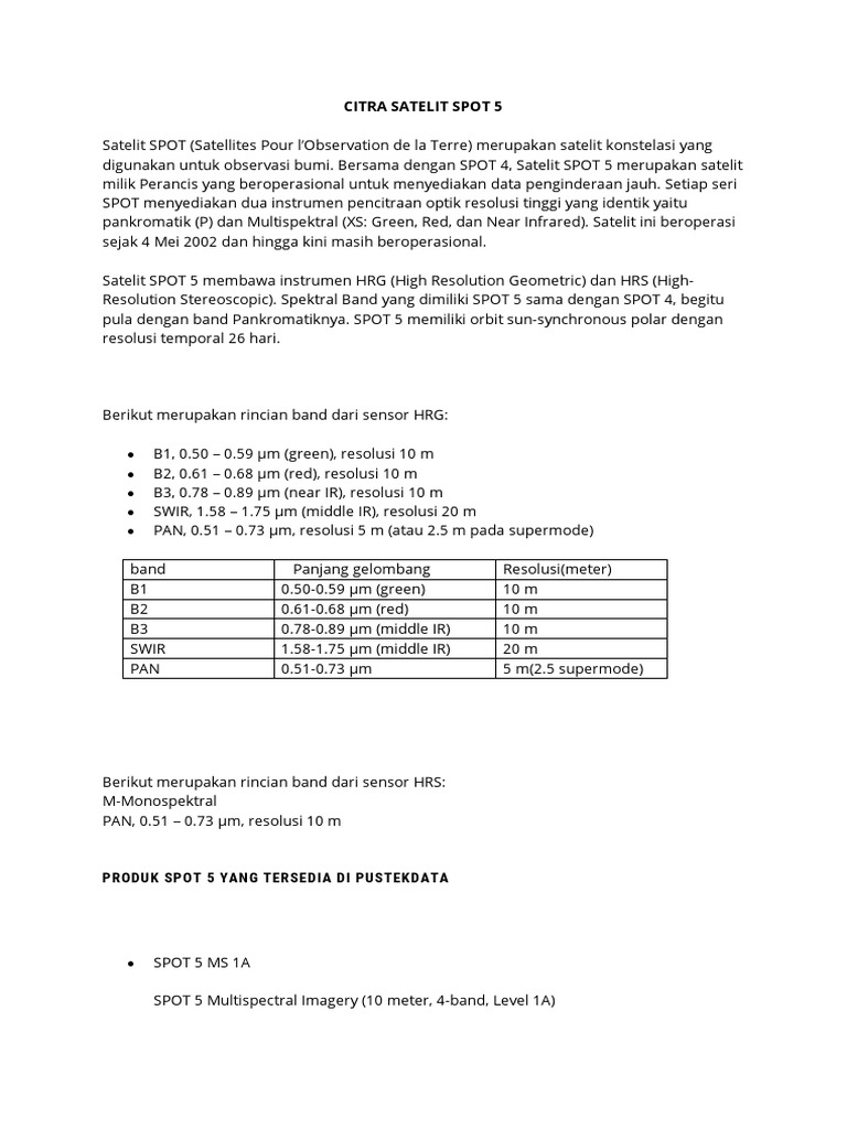 Citra Satelit SPOT 5 dan SPOT 7 | PDF
